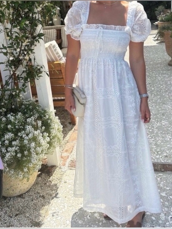 Caroline Constas | Dresses | Caroline Constas White Eyelet Patch Maxi ...